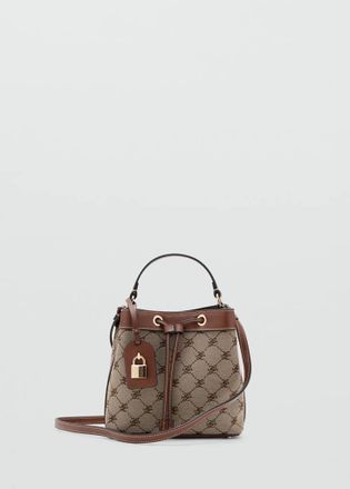 Mango Sac seau avec logo jacquard marron moyen - Femme - Taille unique - MANGO