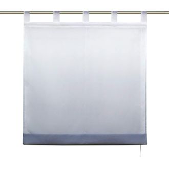 Joyswahl Raffrollo mit Topaktuelle Farbverlauf Muster Voile Raffgardinen mit Schlaufen &raquo;Theresa&laquo; Schlaufenrollo BxH 100x140cm Grau 1er Pack
