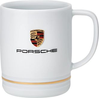 Porsche Design Kleine Porzellantasse Porsche, Wei&szlig;, mit Wappen und goldfarbenem Rand, 0,25 Liter