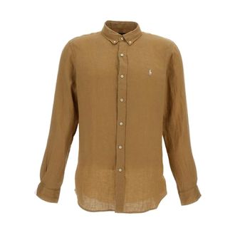 Polo Ralph Lauren Homme, Chemises, Beige, Taille: XL Linen Shirt