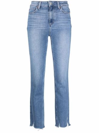 Paige Halbhohe Straight-Leg-Jeans - Blau