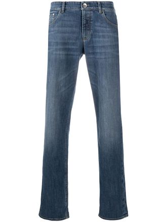 Brunello Cucinelli jean droit &agrave; taille mi-haute - Bleu