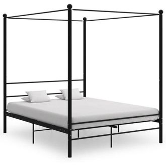 vidaXL Cadre de lit &agrave; baldaquin sans matelas noir 160x200 cm m&eacute;tal Vidaxl