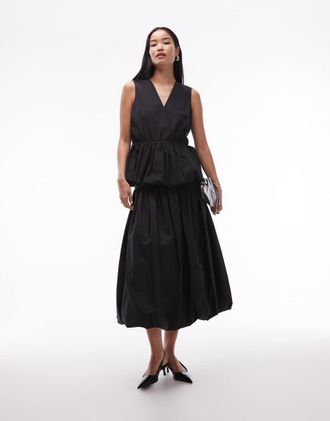 Arket Jupe boule longue densemble en coton m&eacute;lang&eacute; - Noir