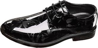 Generic Chaussures habill&eacute;es daffaires pour homme verni sans lacets &agrave; enfiler - Bout pointu - Chaussures en cuir &agrave; talon bloc - Antid&eacute;rapantes - Tendance - Po