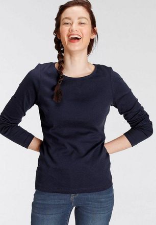 H.I.S Langarmshirt figurbetonte Passform, Feinrippstoff aus Baumwolle und Viskose