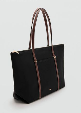 Mango Shopper-Bag mit Doppelhenkel schwarz - Damen - Einheitsgr&ouml;&szlig;e - MANGO