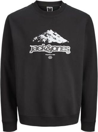 Jack & Jones Front Print Crew Neck Jcoflare Sweat &agrave; col Rond imprim&eacute; sur Le Devant, Noir, XL Homme
