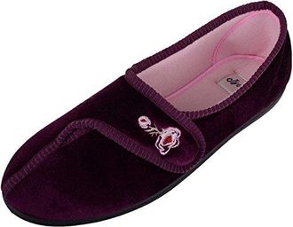 Absolute Footwear Chaussons en velours pour femme avec fermeture &agrave; glissi&egrave;re - Rouge - chin&eacute;, 37 EU