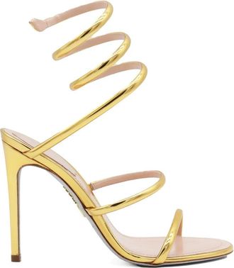 Rene Caovilla Sandalen - High-Heeled Sandals With Spiral Ankle Strap - Gr. 36,5 (EU) - in Gold - f&uuml;r Damen
