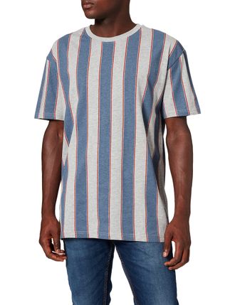 Urban Classics Printed Oversized Bold Stripe Tee vintageblue M