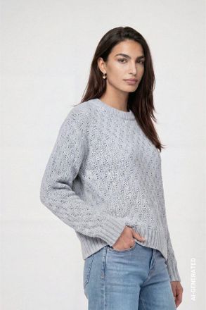 Monari Strickpullover Pullover Lurex Regular fit mit Rundhalsausschnitt