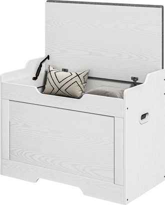 HOMCOM Truhen Sitzbank mit Stauraum, Aufbewahrungstruhe mit Deckel und Sitzkissen, Truhenbank, Sitztruhe f&uuml;r Flur, Schlafzimmer, Wohnzimmer, 75cm x 40cm x 56