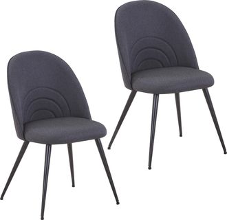 SVITA Anita 2-er Set Esszimmerstuhl Polsterstuhl K&uuml;chenstuhl Stoffbezug Gepolstert Metallbeine Pulverbeschichtung Schwarz