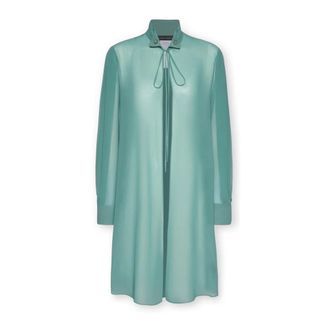 Elena Miro Lange Georgette Bluse - - Blouses & Shirts - Damen - Blau - L