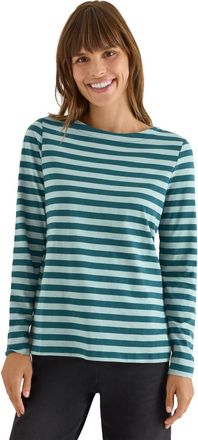 Cecil Damen 3227274 Gestreiftes Basic Shirt, Dark Sea Green, XXL