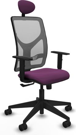 Piqueras y Crespo B&uuml;rostuhl mit 1D-Armlehnen, h&ouml;henverstellbare Lendenwirbelst&uuml;tze und festes Kopfteil, ausgestattet mit 3 Positionen und Schneideschaum, Grau/Violett