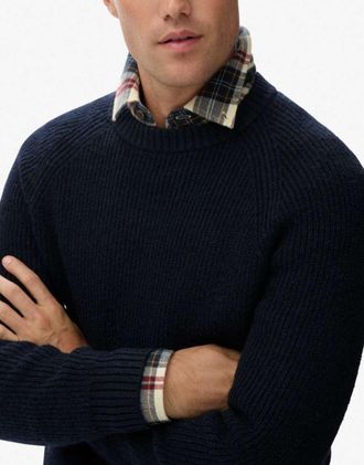 Superdry Pull raglan en maille &eacute;paisse - Bleu nuit-Bleu marine