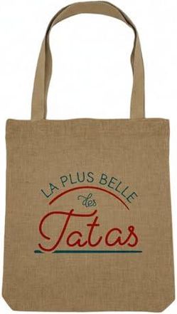 Fabulous Sac Shopping Tote Bag Aspect Lin - La Plus Belle des Tatas Famille Beaut&eacute; Tante - Sac de Courses Toile Epaisse 360g Beige Naturel Cabas Port&eacute; Epaule S