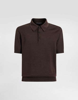 Dolce & Gabbana Kurzarmpoloshirt Aus Baumwolle - Mann Strickwaren Braun 58