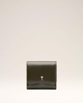 Ami Portefeuille Compact Paris Paris Vert en Cuir De Veau Kaki Fonce - TU - Unisex