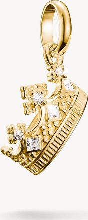 Thomas Sabo Connect - Vergoldeter Kronenanh&auml;nger in Gelbgold mit wei&szlig;en Schmucksteinen
