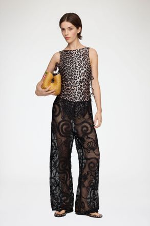 Ganni Pantalon en filet noir - Taille 38 - Pour Femme