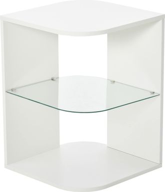 HOMCOM Beistelltisch 3-Schicht moderner Nachttisch mit 2 Ablagefächern geeignet für Wohnzimmer Schlafzimmer Material aus Spanplatte gehärtetem Glas Weiß 40 x