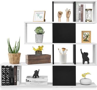 Giantex Bücherregal mit 4 Ebenen, Raumteiler Standregal 10 Fächern, Regal für Bücher, Deko, Fotos & Pflanzen, 120 x 19,5 x 109 cm Aufbewahrungregal Wohnzimmer