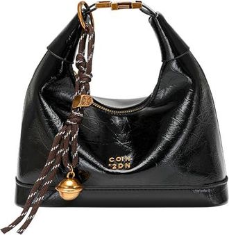 Generic Sac &agrave; bandouli&egrave;re en cuir synth&eacute;tique de couleur unie pour femme avec sangle r&eacute;glable, sac &agrave; main polyvalent avec fermeture &eacute;clair et breloque cloche 