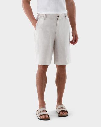van Laack Shorts aus Leinen mit Fischgrat