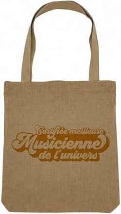 Fabulous Sac Shopping Tote Bag Aspect Lin - Certifi&eacute;e meilleure Musicienne de lunivers Instrument Rock Jazz Classique - Sac de Courses Toile Epaisse 360g Beige