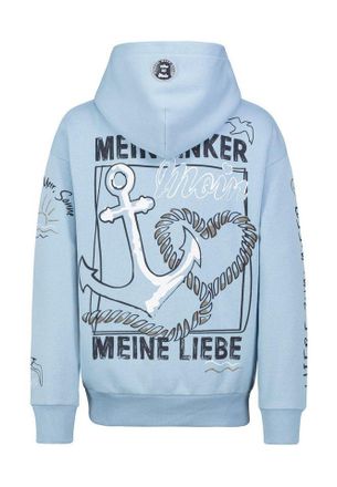 Eight2Nine Kapuzenpullover Damen Hoodie Kapuzenpullover allover K&uuml;stenprint Sweater, Kapuzensweatshirt mit seitl. Eingrifftaschen