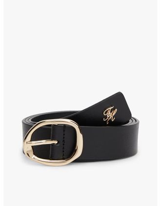Tommy Hilfiger Lederg&uuml;rtel in Schwarz mit geformter Schnalle