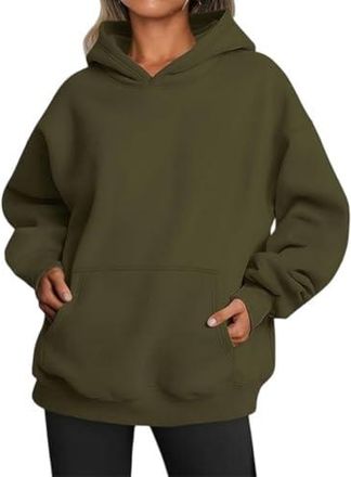 Generic Sweats &agrave; capuche dhiver pour femmes, grande taille, sweatshirts molletonn&eacute;s tendance pour lautomne, Vert, XL
