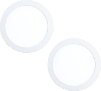 Eglo LED 2-er Set Einbaustrahler Fueva 1, Ø 22,5 cm, Spots Set aus Metallguss und Kunststoff, 2 Einbauleuchten in Weiß, Einbauspot flach, neutralweiß