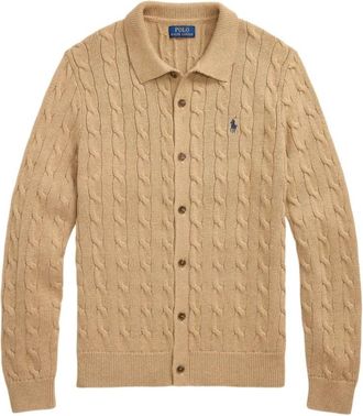Polo Ralph Lauren Gilet en maille torsad&eacute;e - Homme - Pulls - Beige - Taille: M
