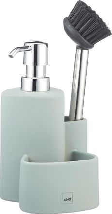 KELA Spülbecken Organizer Purana, Spülutensilienhalter für die Küche, Keramik, Spülstation mit Spülbürste und Spülspender, grau