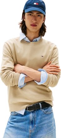 Tommy Jeans Herren Pullover Rundhalsausschnitt, Beige (Silt), XXL
