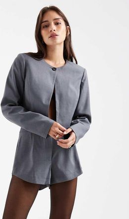 Miss Selfridge Eleganter Cropped-Blazer in Grau, Kombiteil