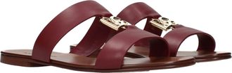 Dolce & Gabbana Leather Logo Slippers - Red