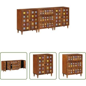 vidaXL vidaXL Walnuss - Sideboard 3 pcs Walnuss Massivholz Mango
