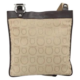 Ferragamo Sac bandouli&egrave;re en toile Pre-owned - Femme - Pre-owned - Beige - Taille: ONE Size