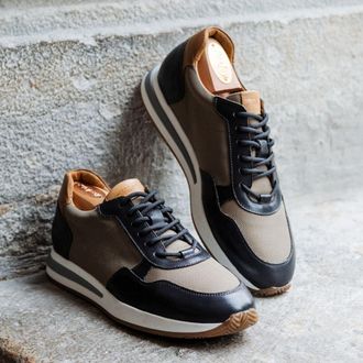 Bexley Nirranda II - Sneaker homme gris fonc&eacute; patin&eacute; et kaki
