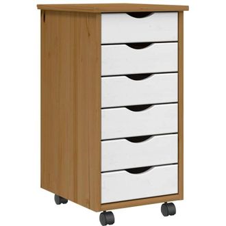 vidaXL Rollschrank mit Schubladen MOSS Honigbraun Massivholz Kiefer vidaXL