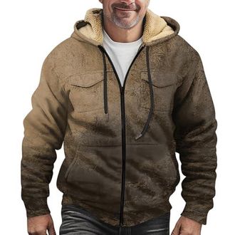 Generic Veste &agrave; capuche zipp&eacute;e en polaire doubl&eacute;e pour homme - Confortable avec poches chaudes - Doux - Pour lhiver - V&ecirc;tement dext&eacute;rieur d&eacute;contract&eacute;, Marron 