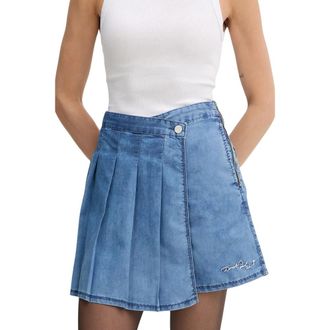 Karl Lagerfeld Plissierter Denim-Skort - - Shorts - Damen - Blau - M