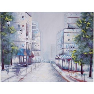 Hhg Tableau peinture à huile, ville, peint à la main à 100%, toile de décoration murale xl, 120x90cm