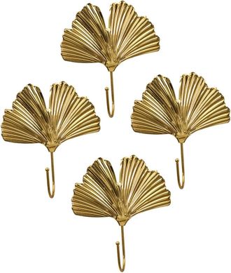 Valiclud 4 Stück Ginkgoblatthaken Metall Nordischer Stil Wandhaken Für Wohnzimmer Badezimmer Dekorative Schlüsselhalter Verschleißfest