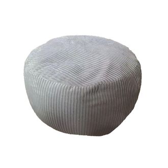 Relaxdays Pouf, Cord, HxD: 25 x 35 cm, Polystyrol-F&uuml;llung, rundes Bodensitzkissen, Wohnzimmer Hocker, Sitzpouf, hellgrau